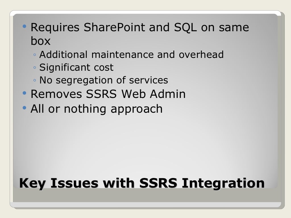 SQL Reporting Service and SharePoint, The Right Way