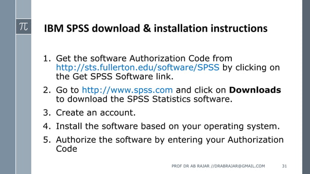 SPSS DOWNLOAD & INSTALATION.pptx | Operating Systems | Computer Software and Applications