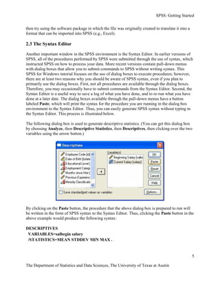 SPSS Getting Started Tutorial | PDF | Operating Systems | Computer ...