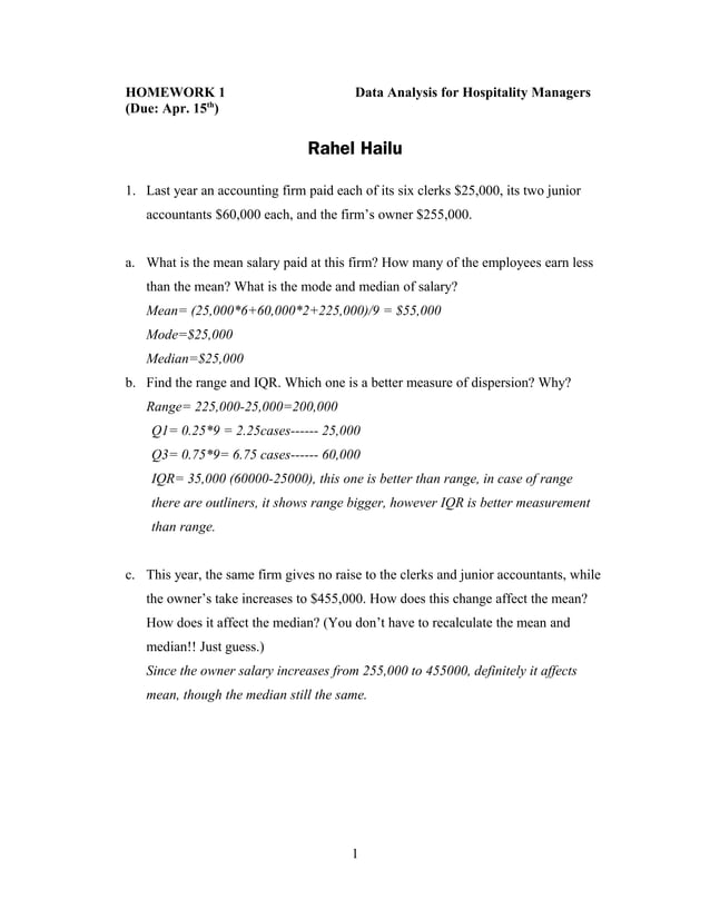 Spss homework Rahel Hailu | PDF