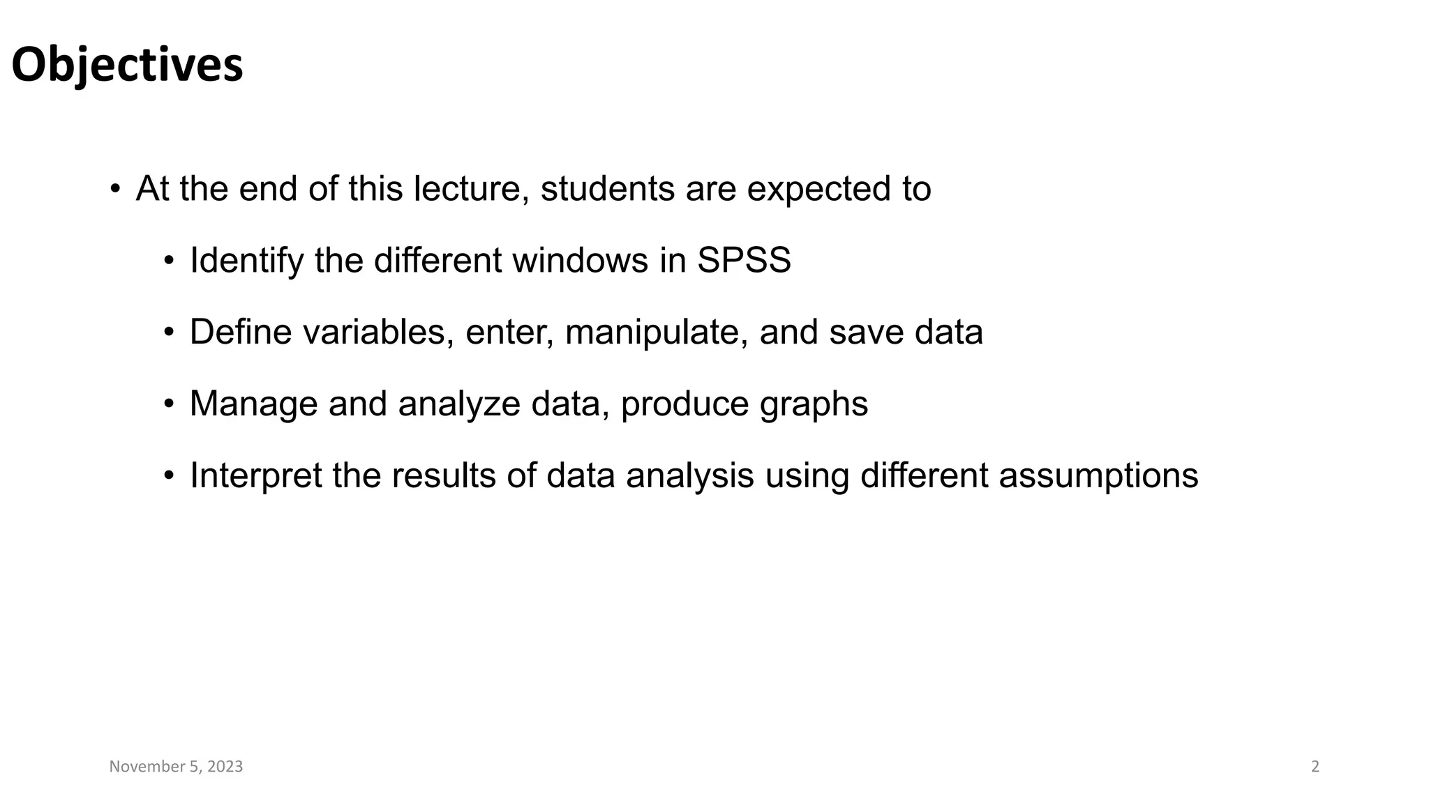 SPSS Lecture_1 [Autosaved].pptx | Computing | Technology & Computing