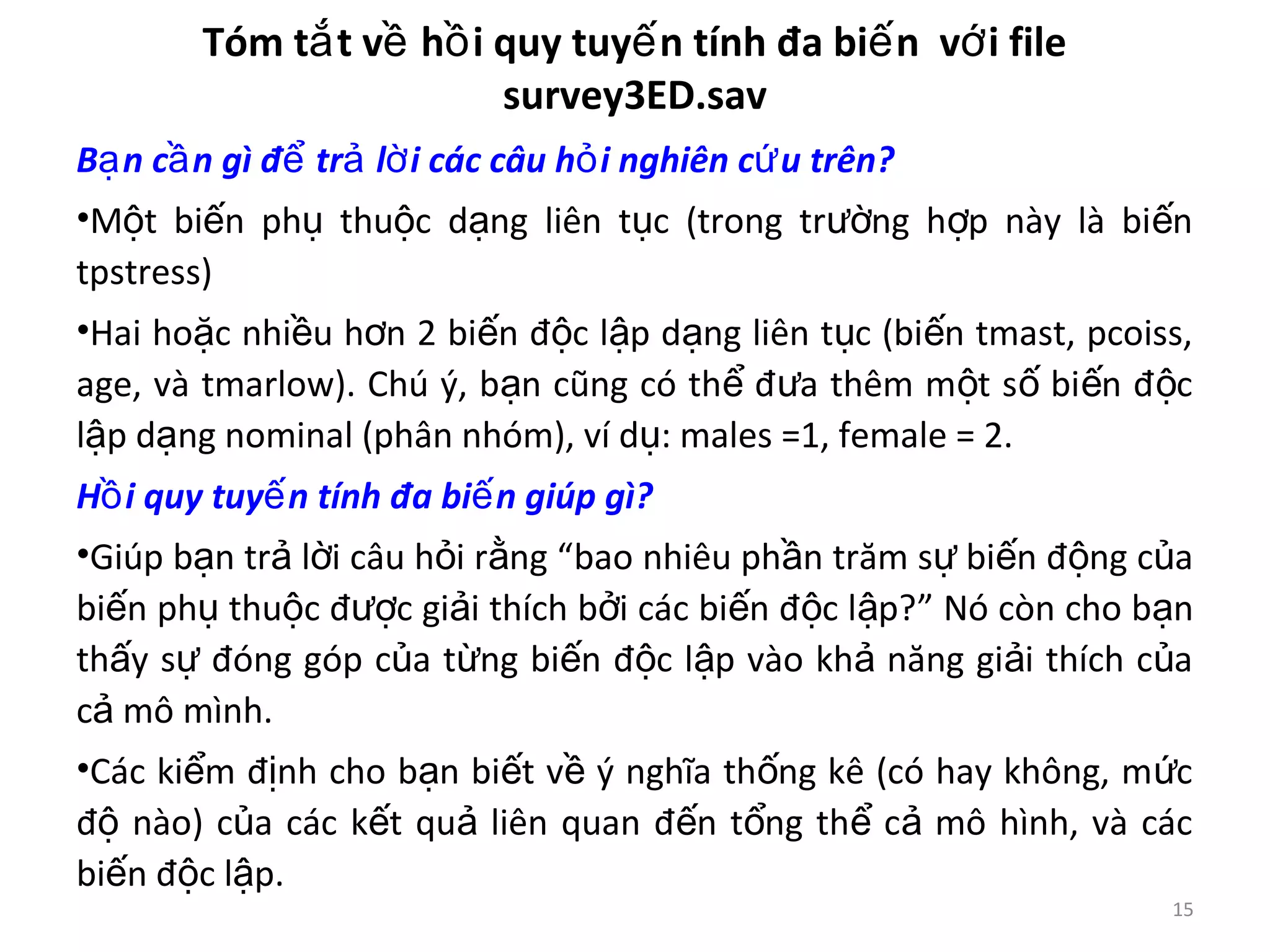 Spss lesson 5.3 Tương quan hồi quy (hồi quy tuyến tính đa biến) | PPT