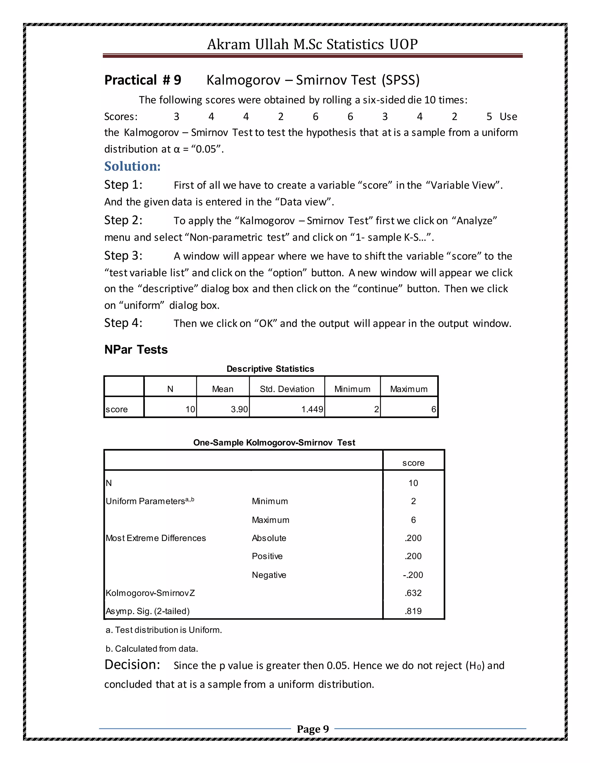Spss & minitab | DOCX