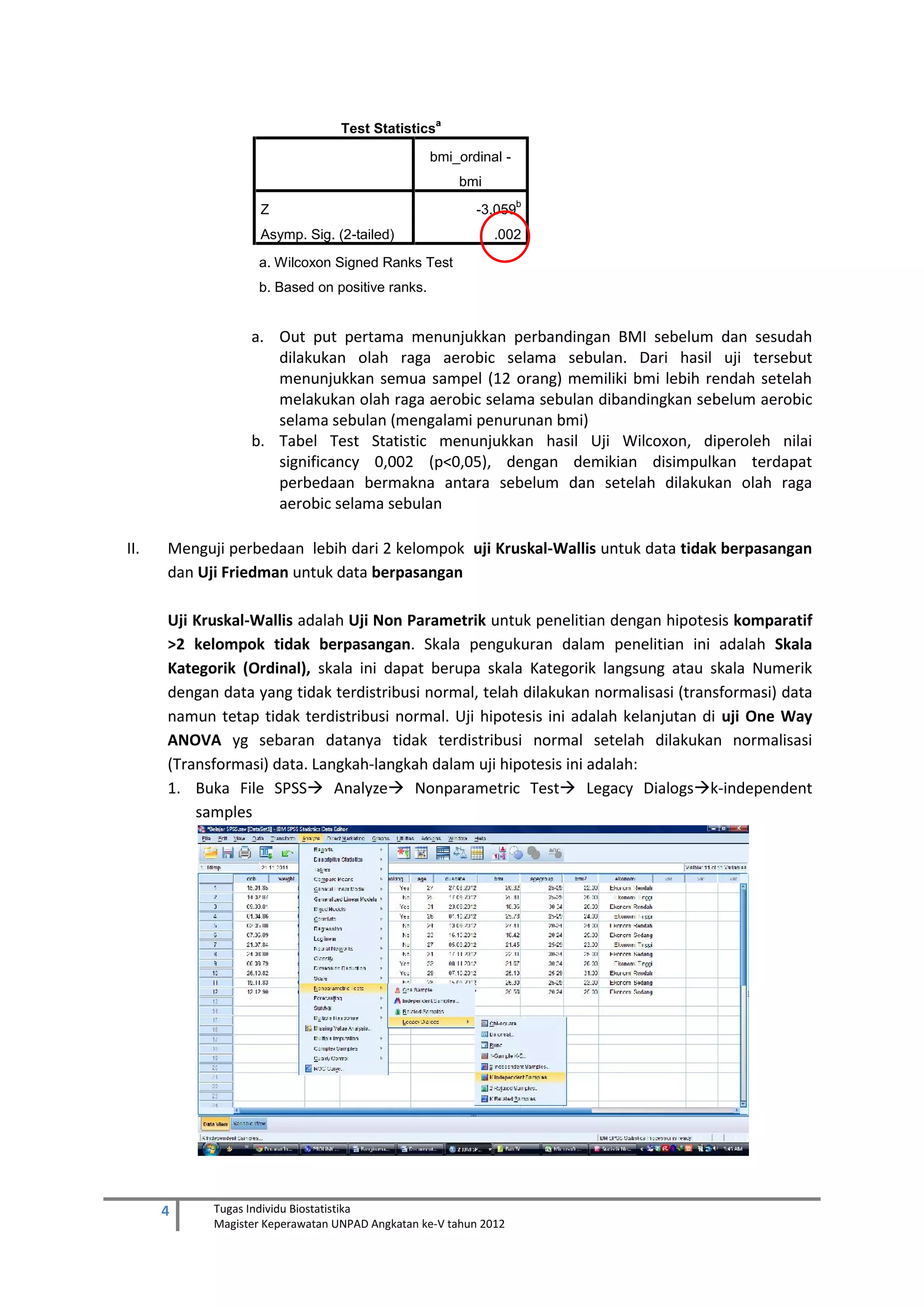 Spss non parametrik universitas padjadjaran | PDF