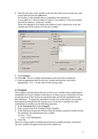 Spss notes | DOC | Computer Software and Applications | Computing