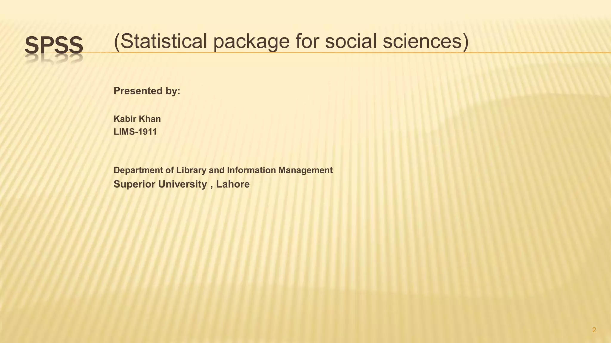 Spss presentation | PPT