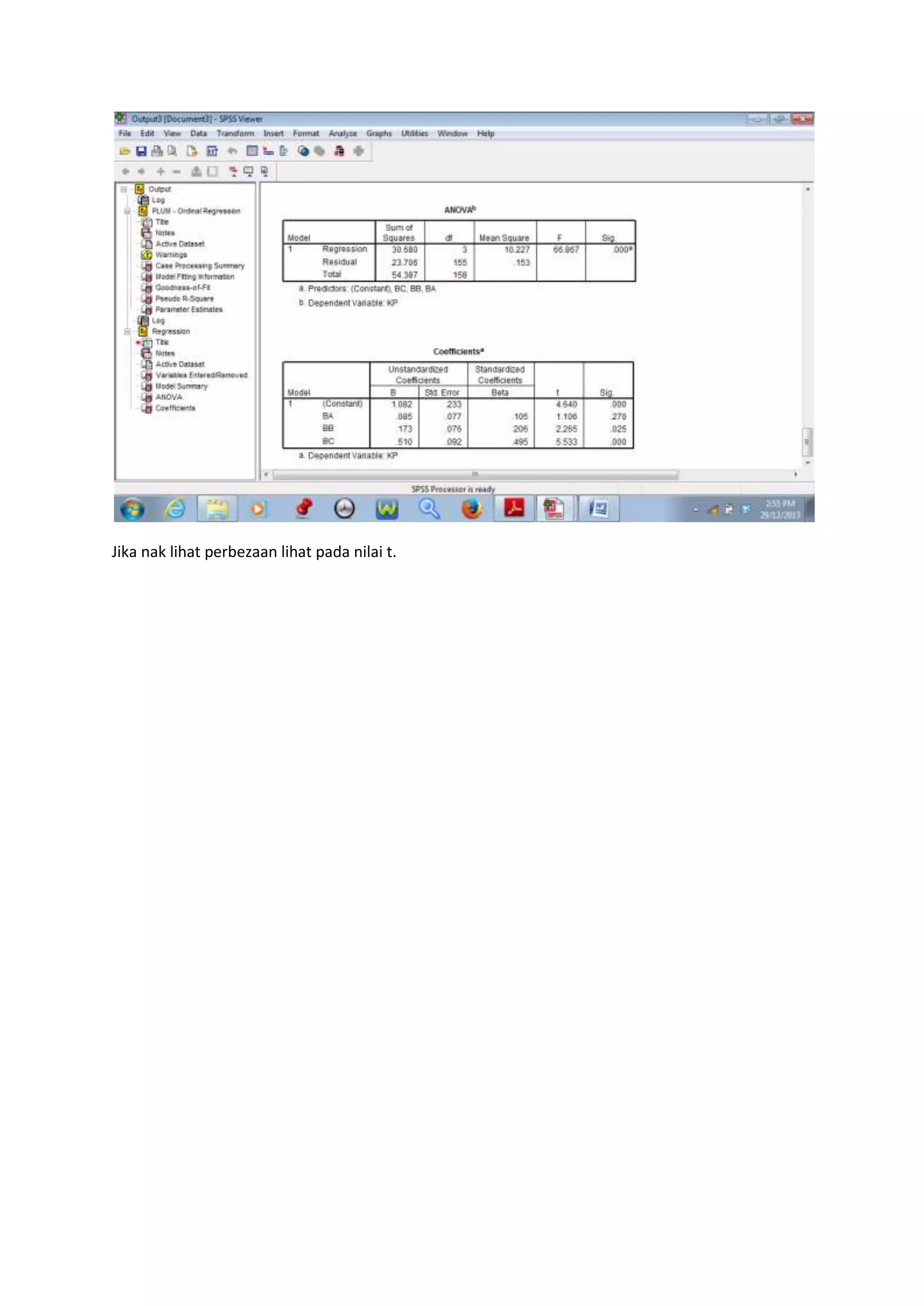 Spss print screen analisis regreasi | DOCX