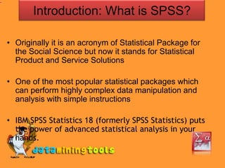 SPSS: Quick Look | PPTX | Technology & Computing