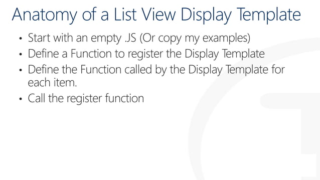 SPSSTHLM - Using JSLink and Display Templates for ITPros | PPT