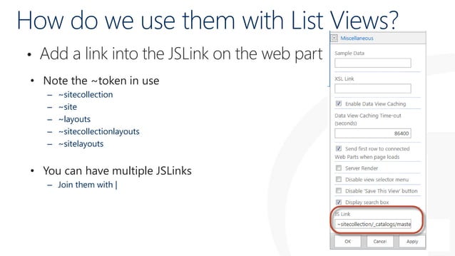SPSSTHLM - Using JSLink and Display Templates for ITPros | PPT