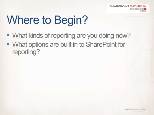 SPS St Louis - SSRS 2012 SharePoint 2013 List Reporting | PPT | Free ...