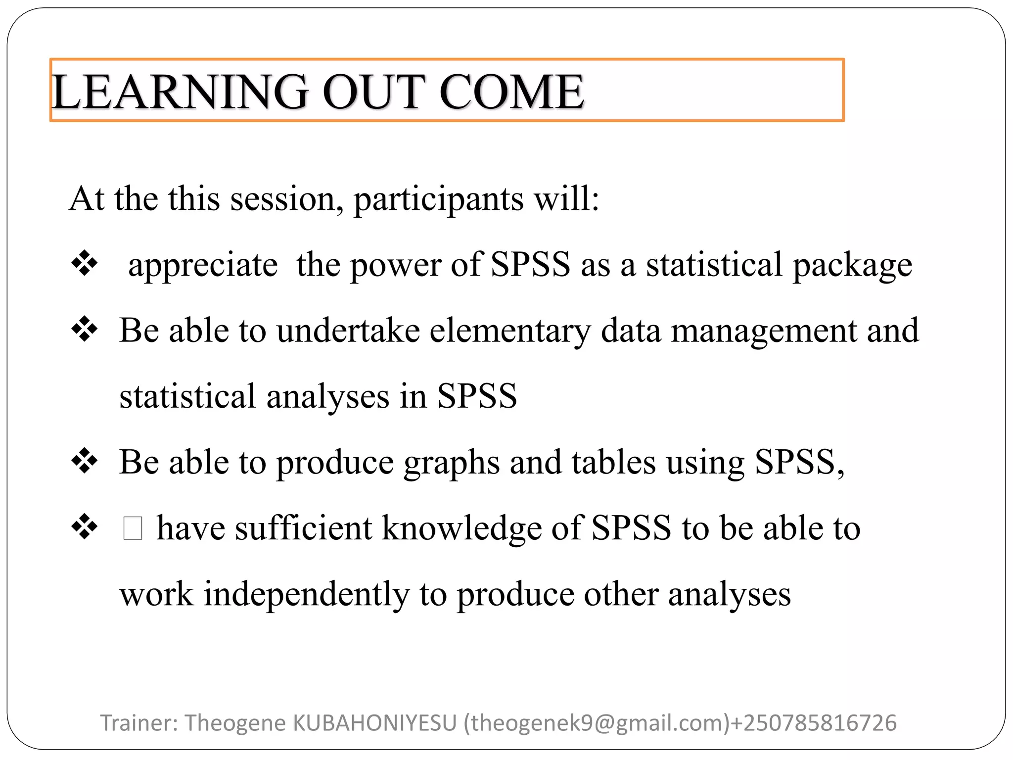 Spss training notes | PDF