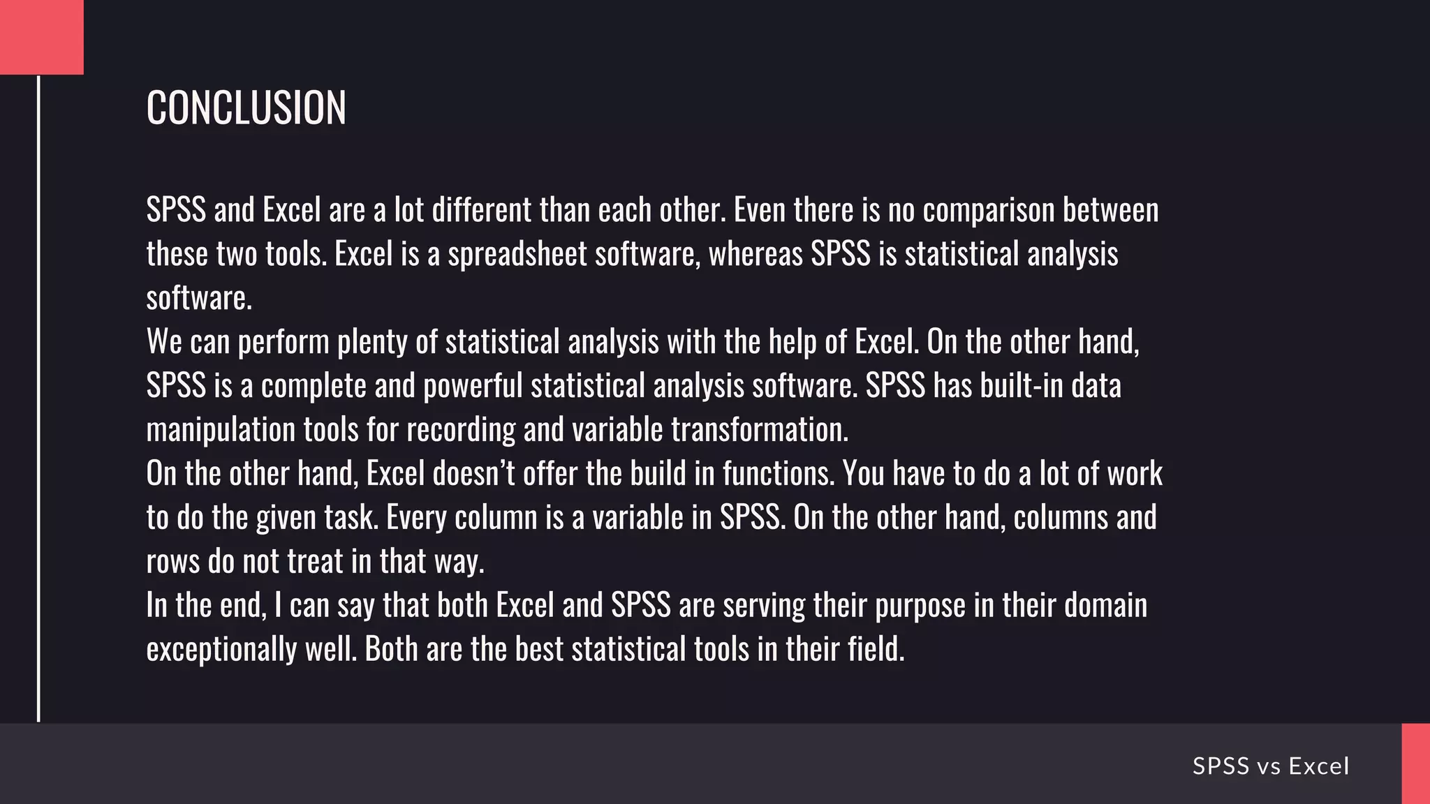 Spss vs excel which one is the best tool for statistics | PDF