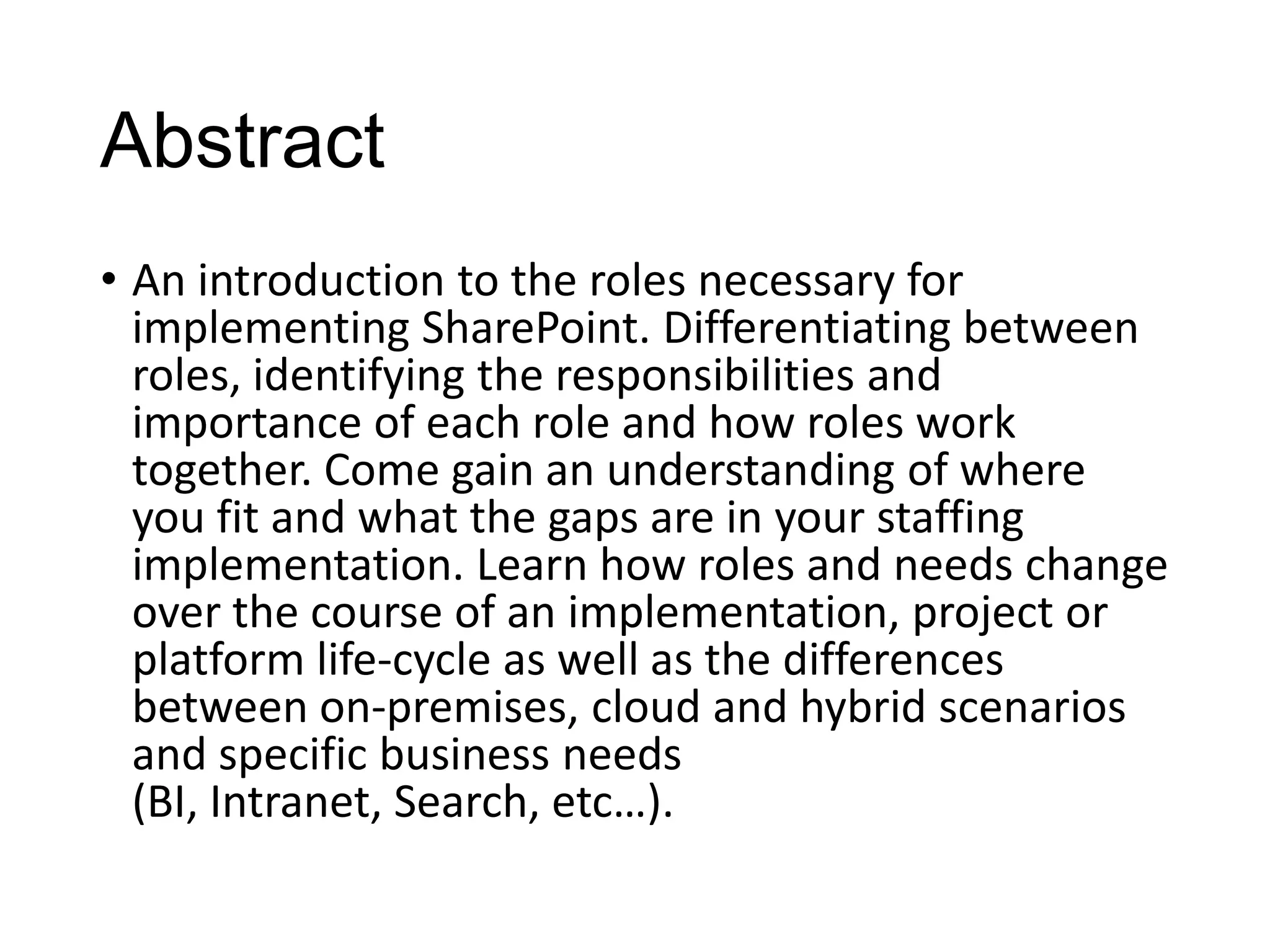 Understanding SharePoint Roles | PPTX