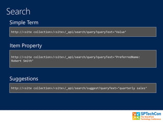 SPTECHCON - Get Some REST - Taking Advantage of the SharePoint 2013 REST API | PDF | Web ...