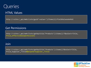SPTECHCON - Get Some REST - Taking Advantage of the SharePoint 2013 REST API | PDF | Web ...