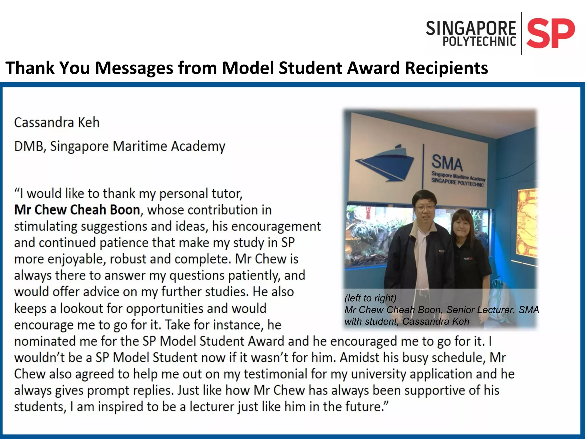 SP thank you messages from model student award recipients | PPT ...