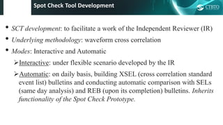Automatic and interactive spot check of the IDC bulletins (REB, SEL3 ...