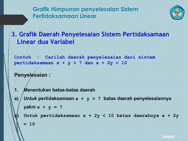 Sistem pertidaksamaanlinear dan model matematika | PPT