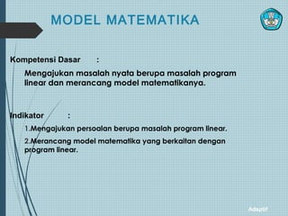 Sistem pertidaksamaanlinear dan model matematika | PPT