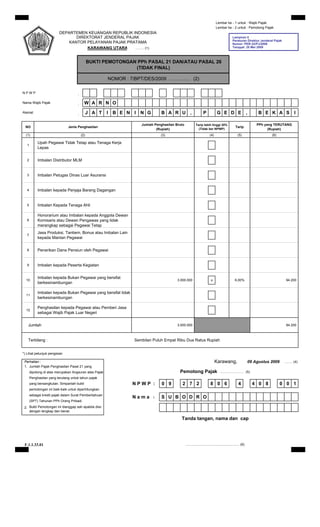 SPT PPh Pasal 21 & 26 Tmt Juli 2009 | PDF