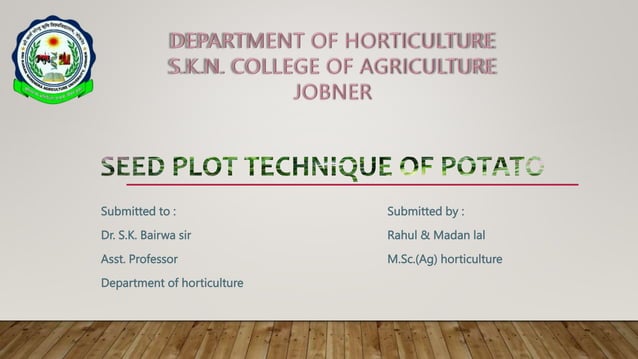 Seed plot technique.pptx | Agriculture | Industries