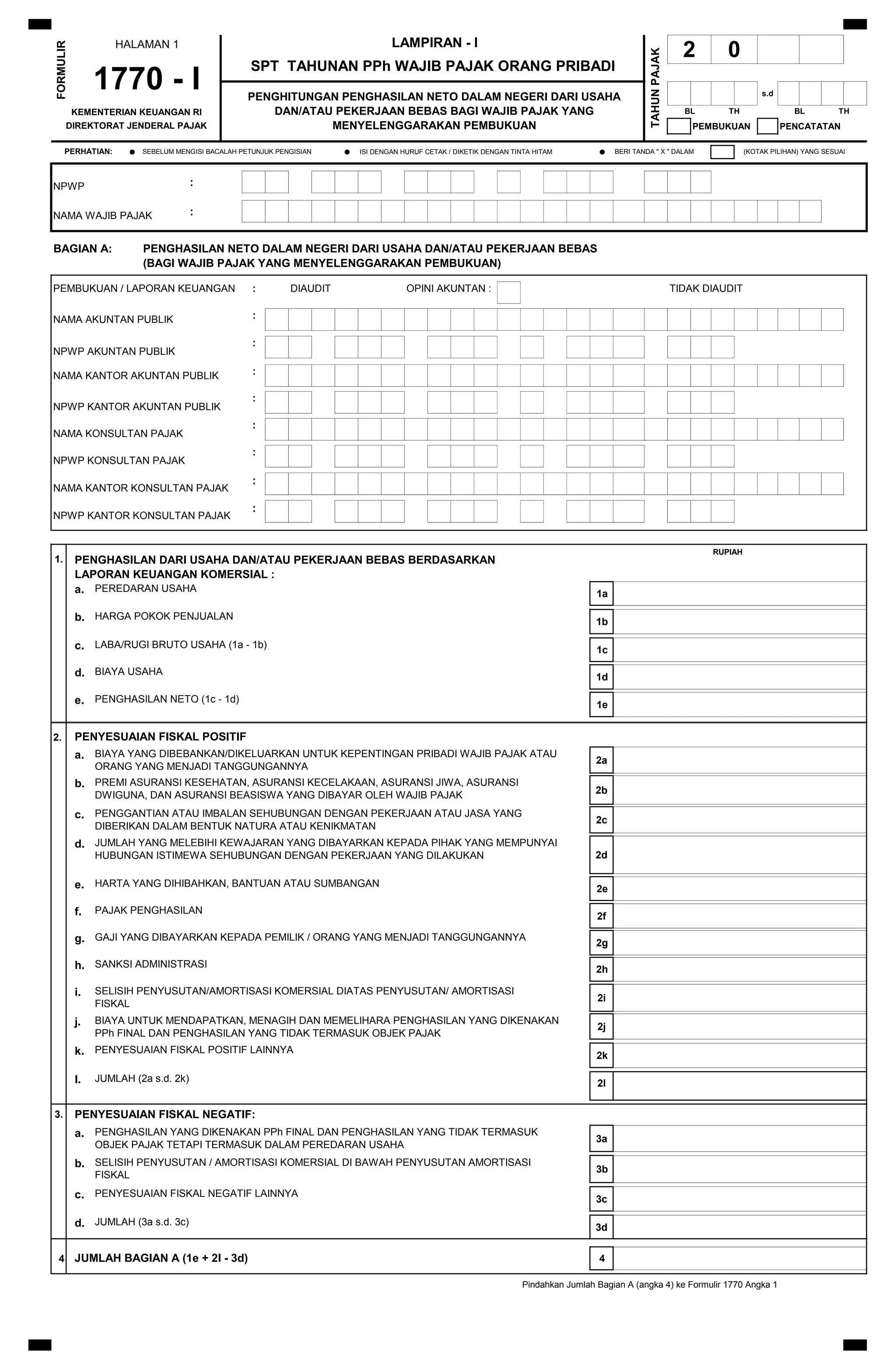 Spt tahunan pph wajib pajak orang pribadi formulir 1770 | PDF
