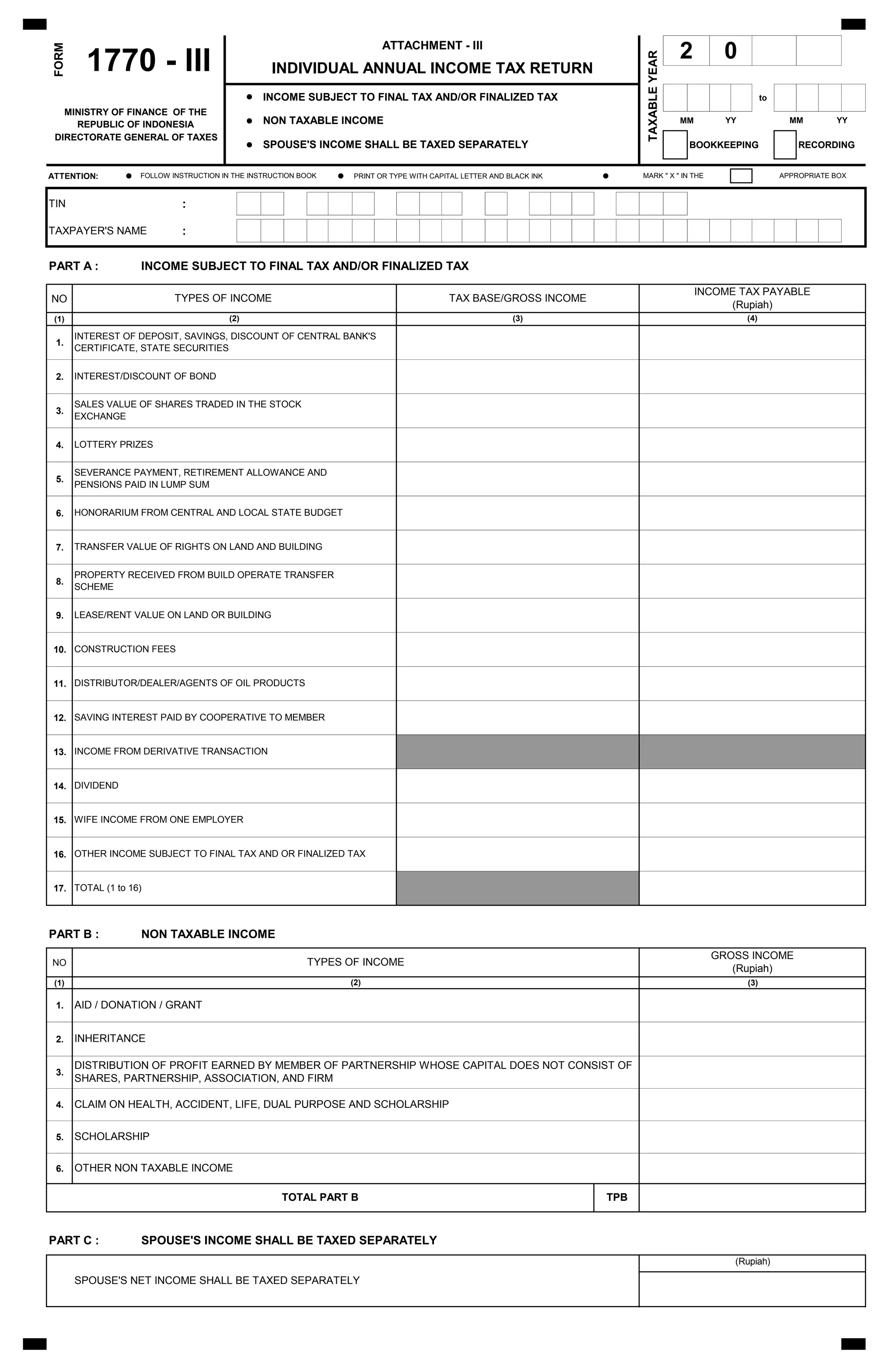 Spt tahunan pph wajib pajak orang pribadi formulir 1770 | PDF