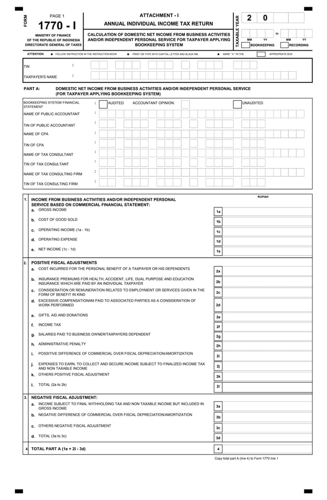 Spt tahunan pph wajib pajak orang pribadi formulir 1770 | PDF ...