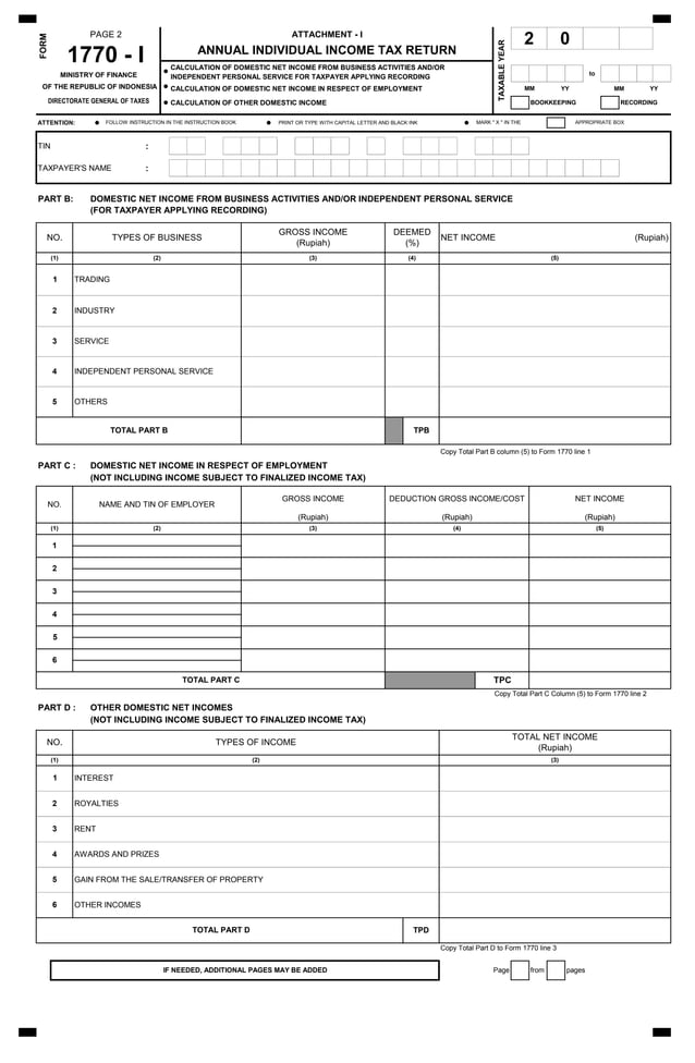 Spt tahunan pph wajib pajak orang pribadi formulir 1770 | PDF ...