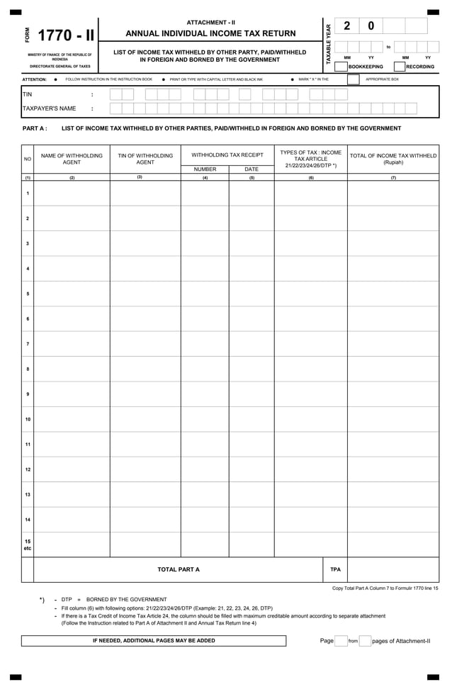 Spt tahunan pph wajib pajak orang pribadi formulir 1770 | PDF ...