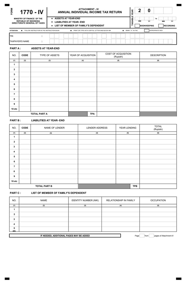 Spt tahunan pph wajib pajak orang pribadi formulir 1770 | PDF ...