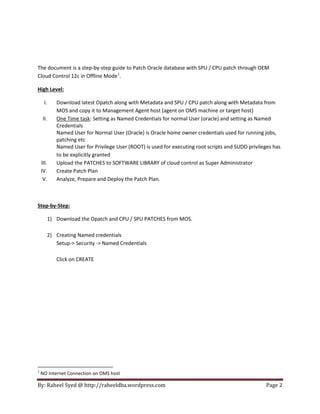 CPU/SPU patch deploy through OEM 12c in offline mode | PDF