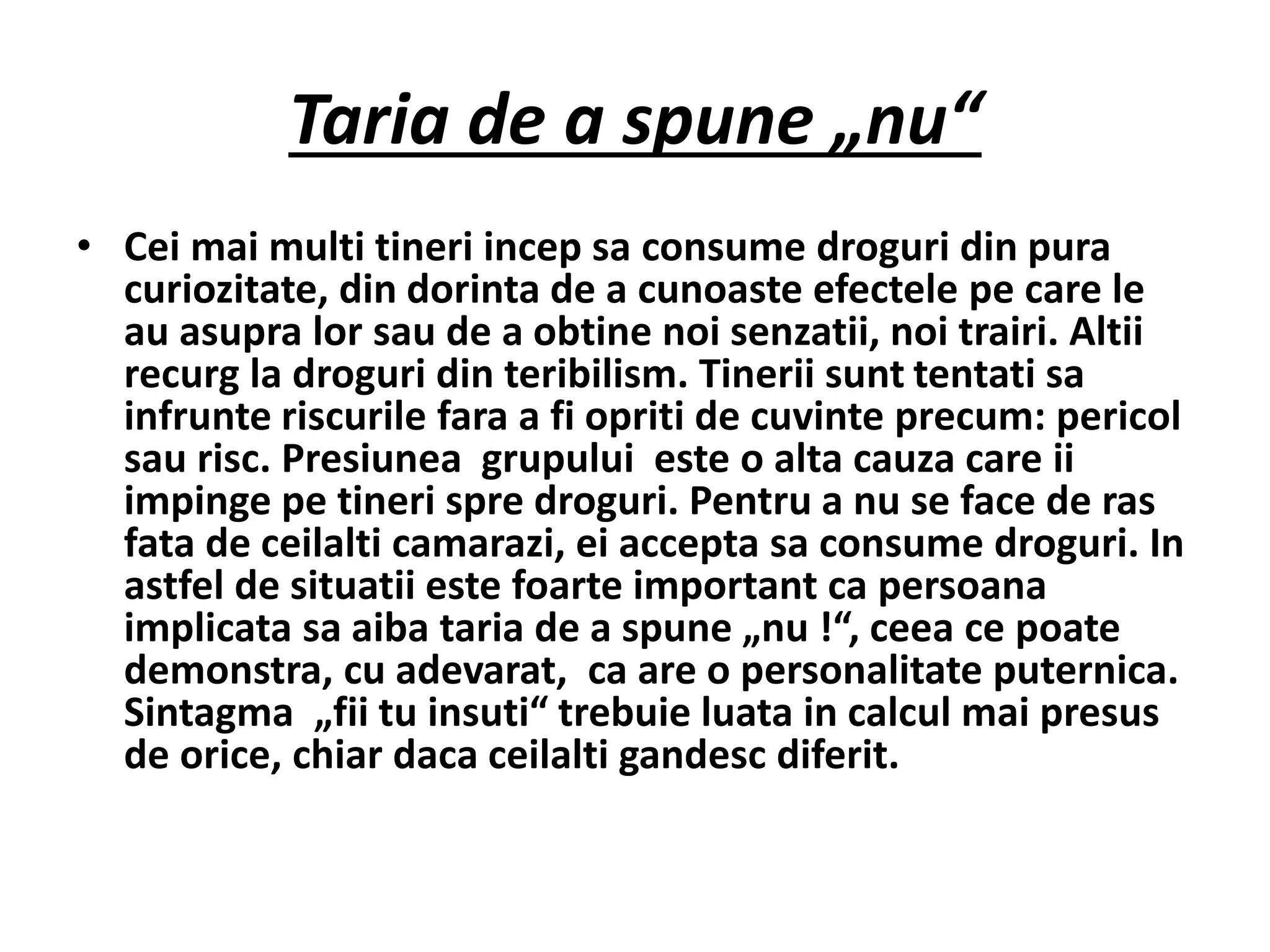 Spune nu droguri | PPTX
