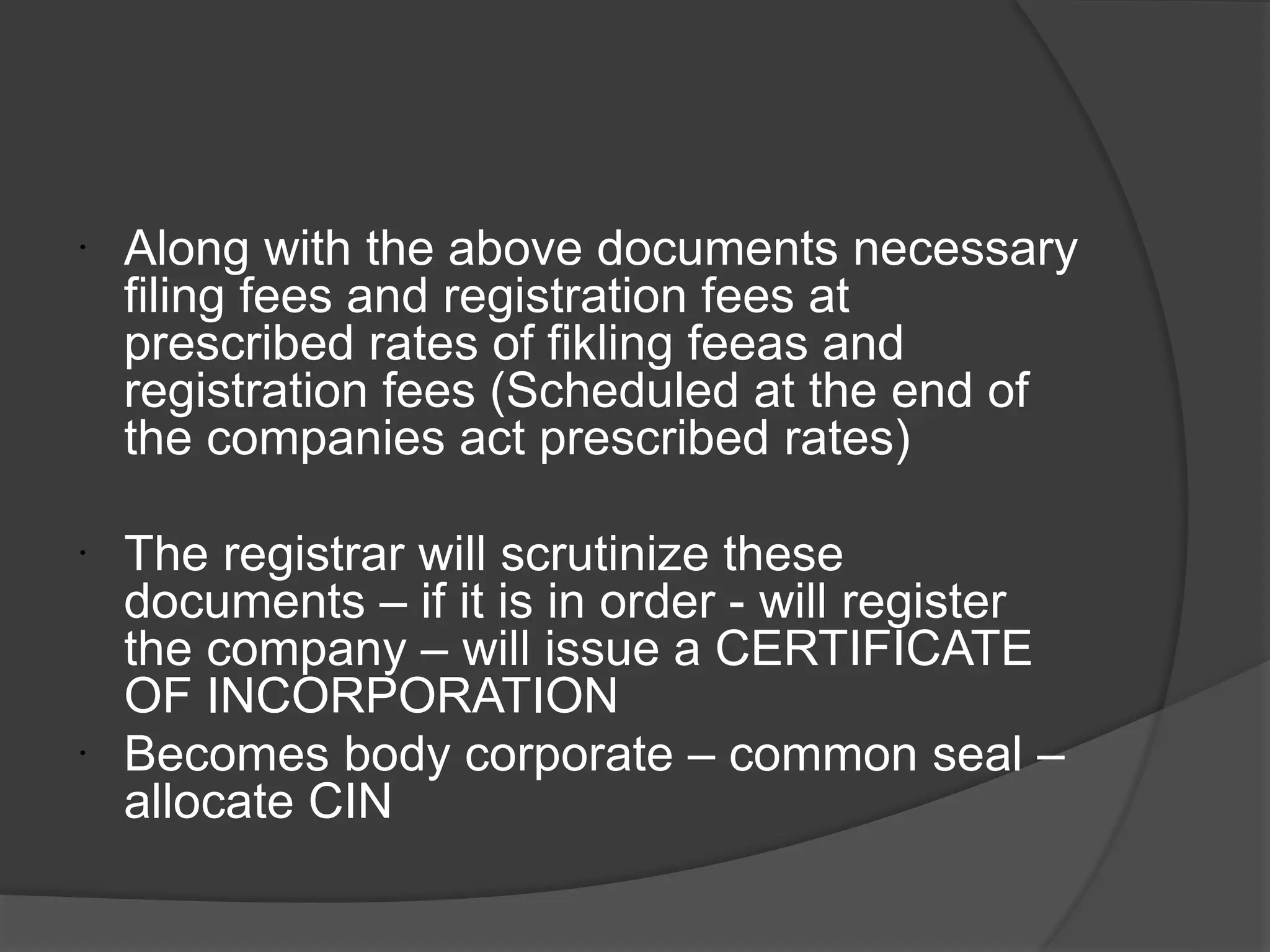 Secretarial practice - Stages of incorporation | PPTX