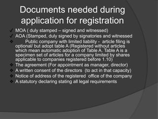 Secretarial practice - Stages of incorporation | PPTX