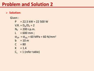 Spur gear problem and solution | PDF