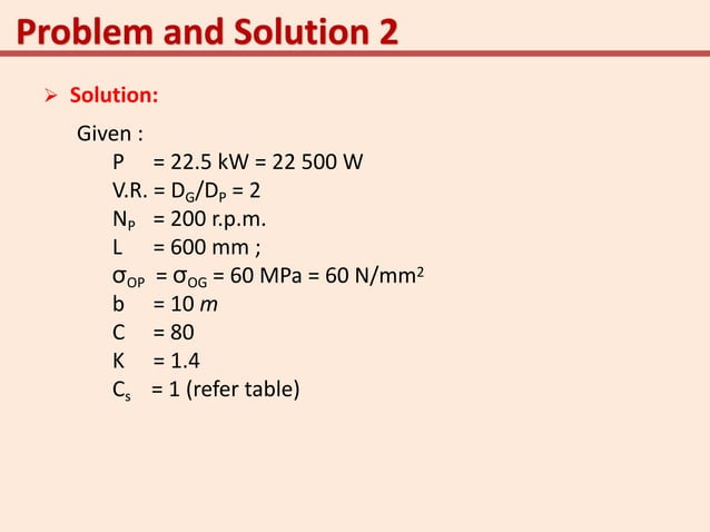 Spur gear problem and solution | PDF