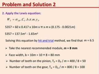 Spur gear problem and solution | PDF