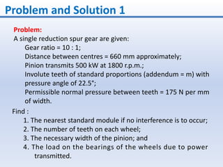 Spur gear problem and solution | PDF