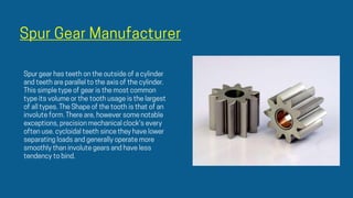 Spur Gear Manufacturer in India - HindGear | PDF