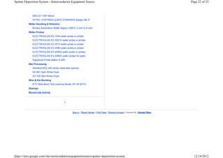 Sputtering deposition semiconductor equipment | PDF