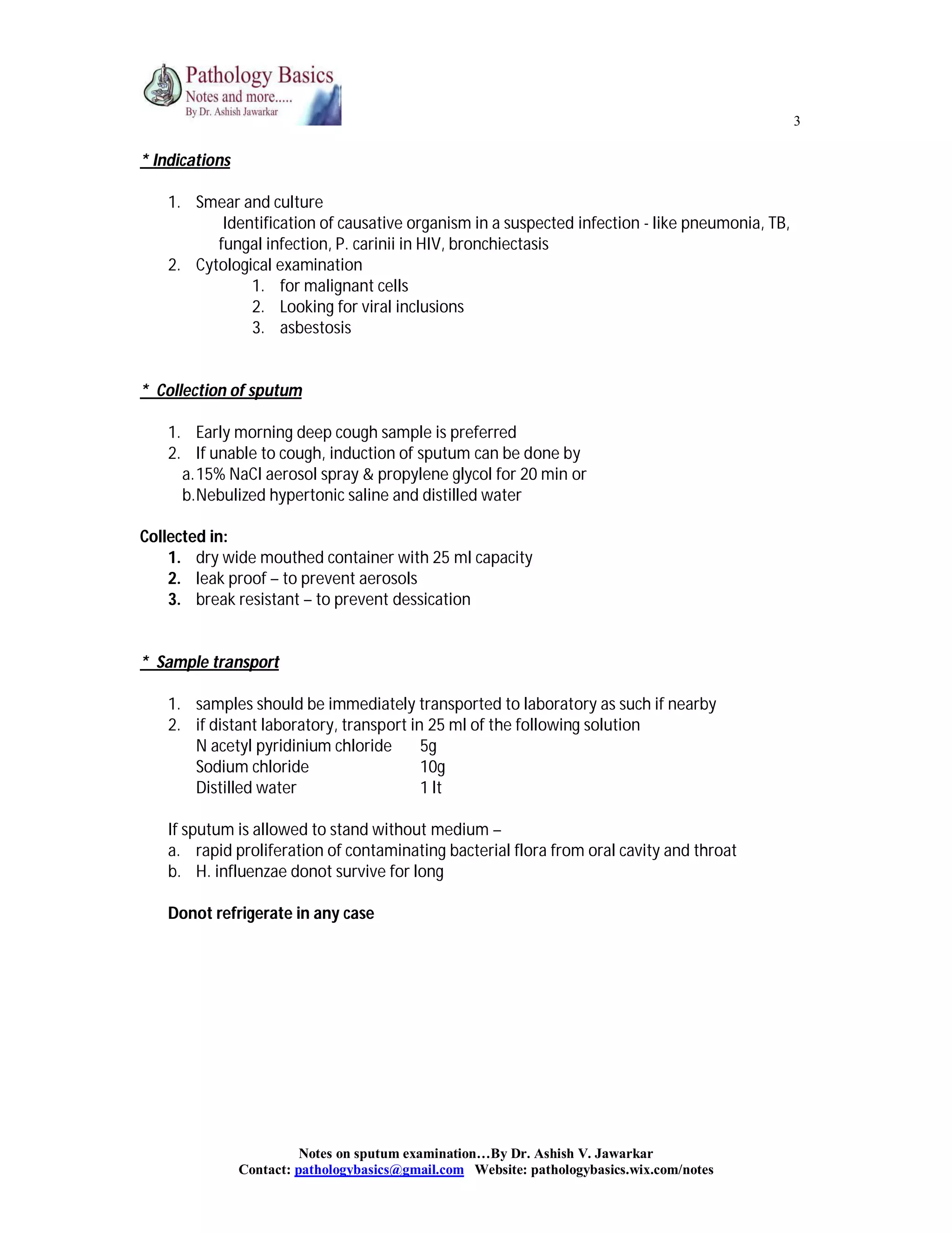 Sputum examination | PDF
