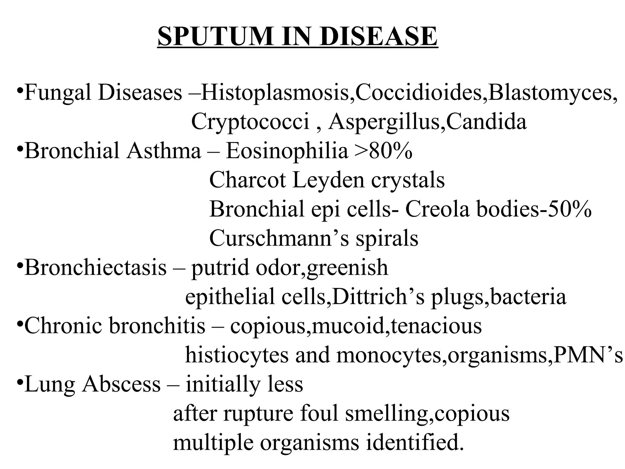 Sputum and body fluids, csf for bpmt | PPT