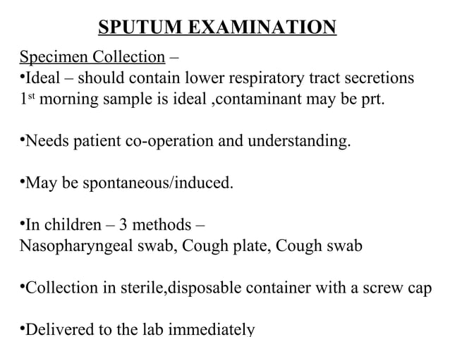 Sputum and body fluids, csf for bpmt | PPT