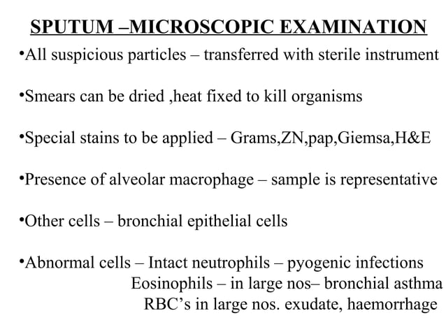 Sputum and body fluids, csf for bpmt | PPT