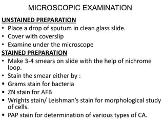sputum examination pathology 1st year Allied health Sciences RGUHS.pptx