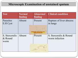 Examination of Sputum By Physical Chemical and microscopic examination ...