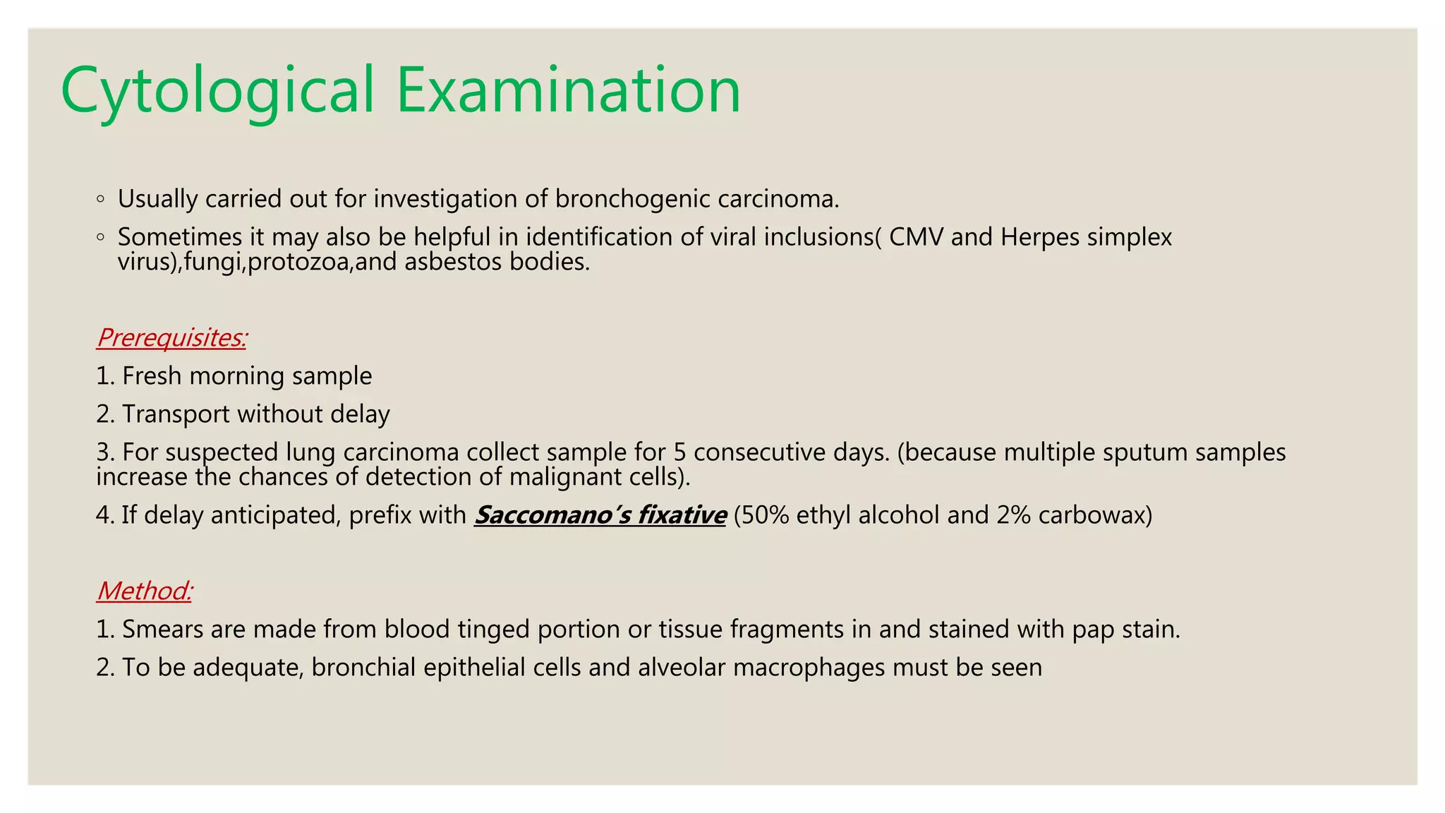Sputum examination cytology and microscopy | PPTX