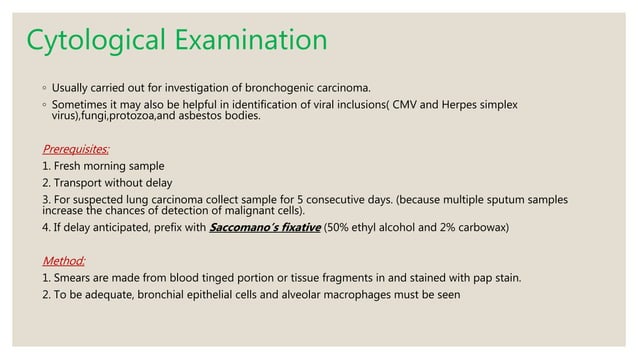 Sputum examination cytology and microscopy | PPTX